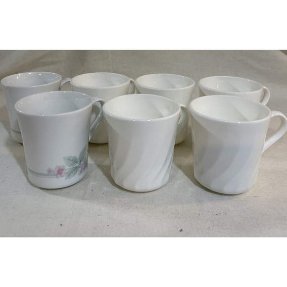 Corningware | Dining | Set Of 7 Vtg Corning Ware Corelle White Swirl ...